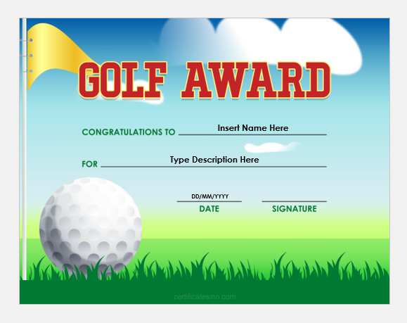 Golf Award Certificate Templates For Word Edit Print