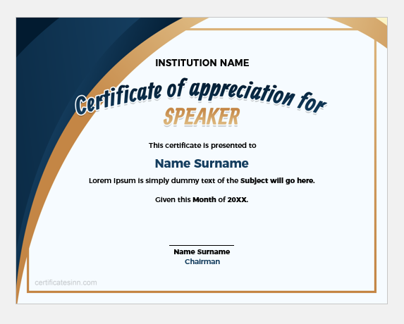 Sample Certification Of Appreciation For Guest Speaker Certificate Of 
