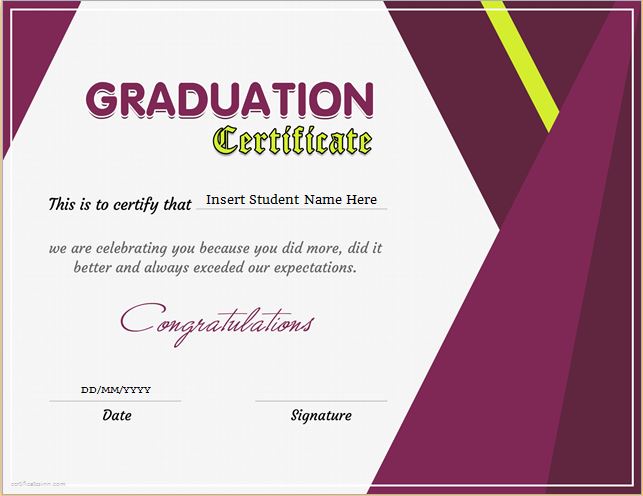 Graduation Certificate Templates For MS WORD Professional Certificate 