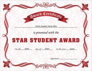 Star Student Award Certificates for MS Word | Professional Certificate ...