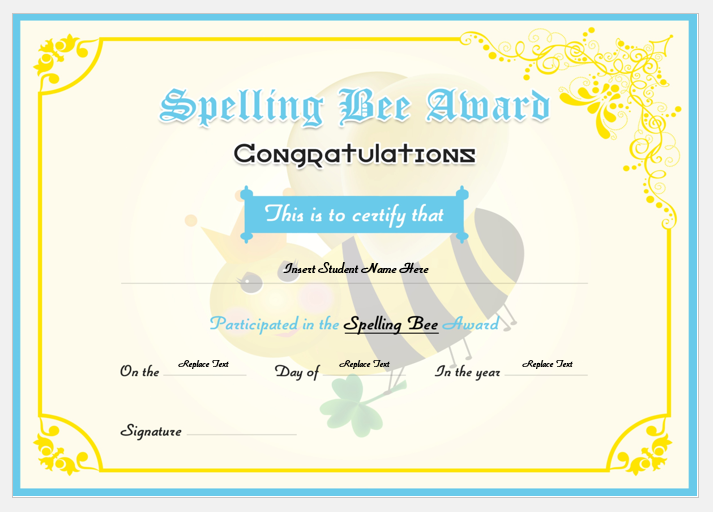 Spelling Bee Certificate Template