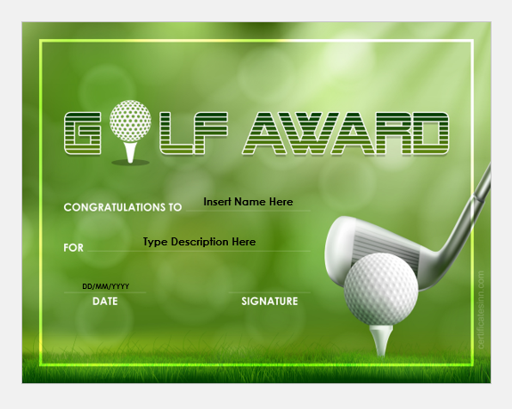 Golf Award Certificate Templates For Word Edit Print