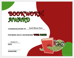 Bookworm Award Certificate Templates for Word | Download