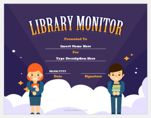 5 Best Library Monitor Award Certificates for Word | Edit
