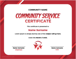 Community Service Certificates for MS Word | Edit & Print