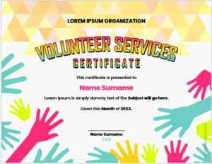 Volunteer Service Certificate Word Templates | Edit Print