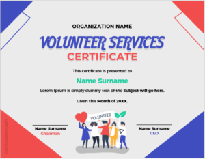 Volunteer Service Certificate Word Templates | Edit Print