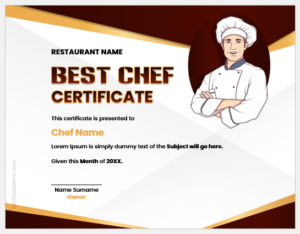 5 Best Chef Certificate Templates for Word | Download