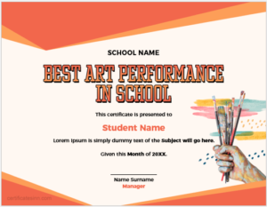 Best Art Performance in School Certificates | Download File