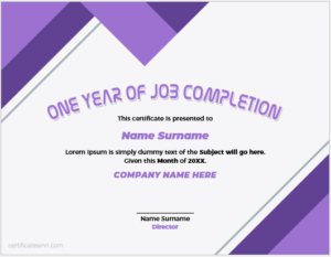 One Year of Job Completion Certificates | Download Templates