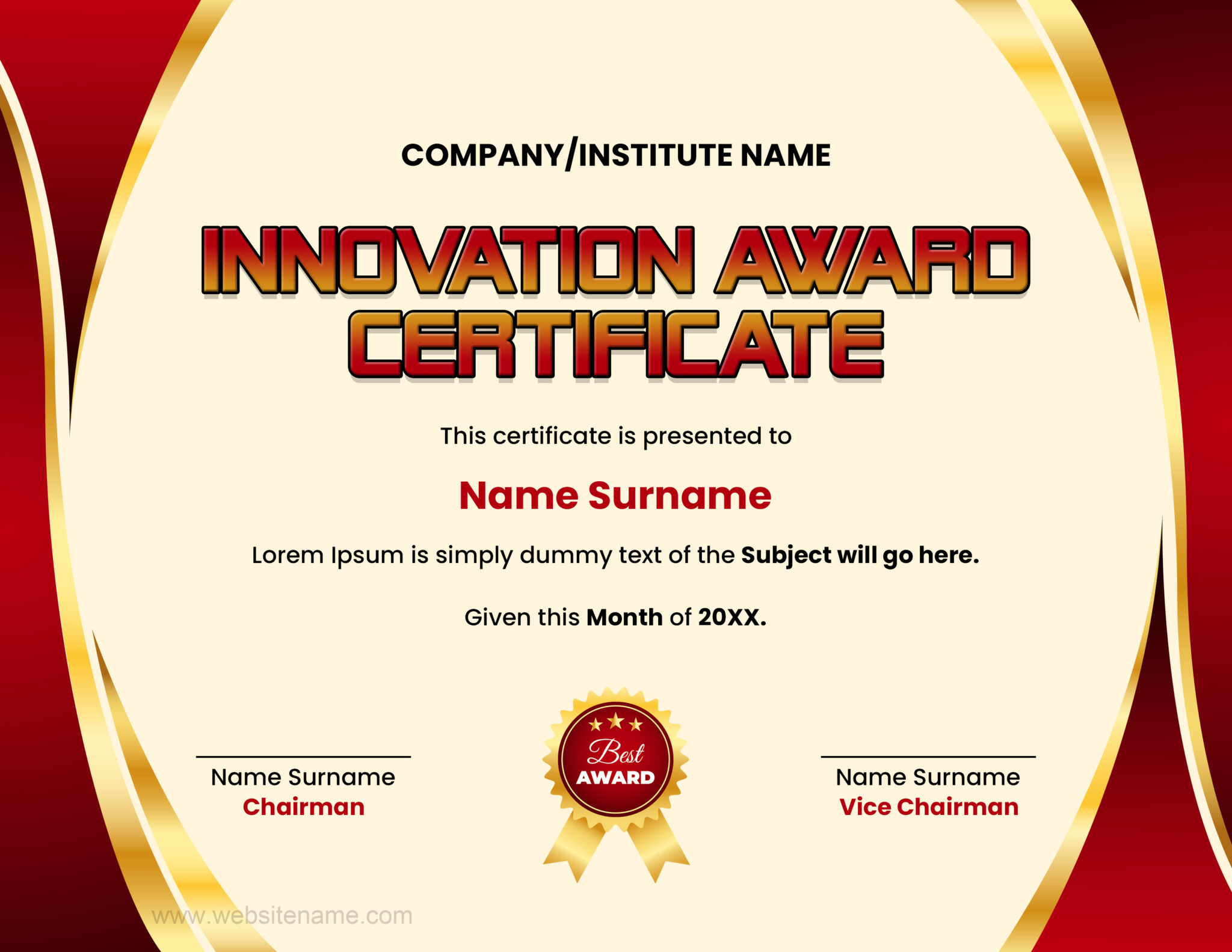 Innovation Award Certificate Templates for Word | Download