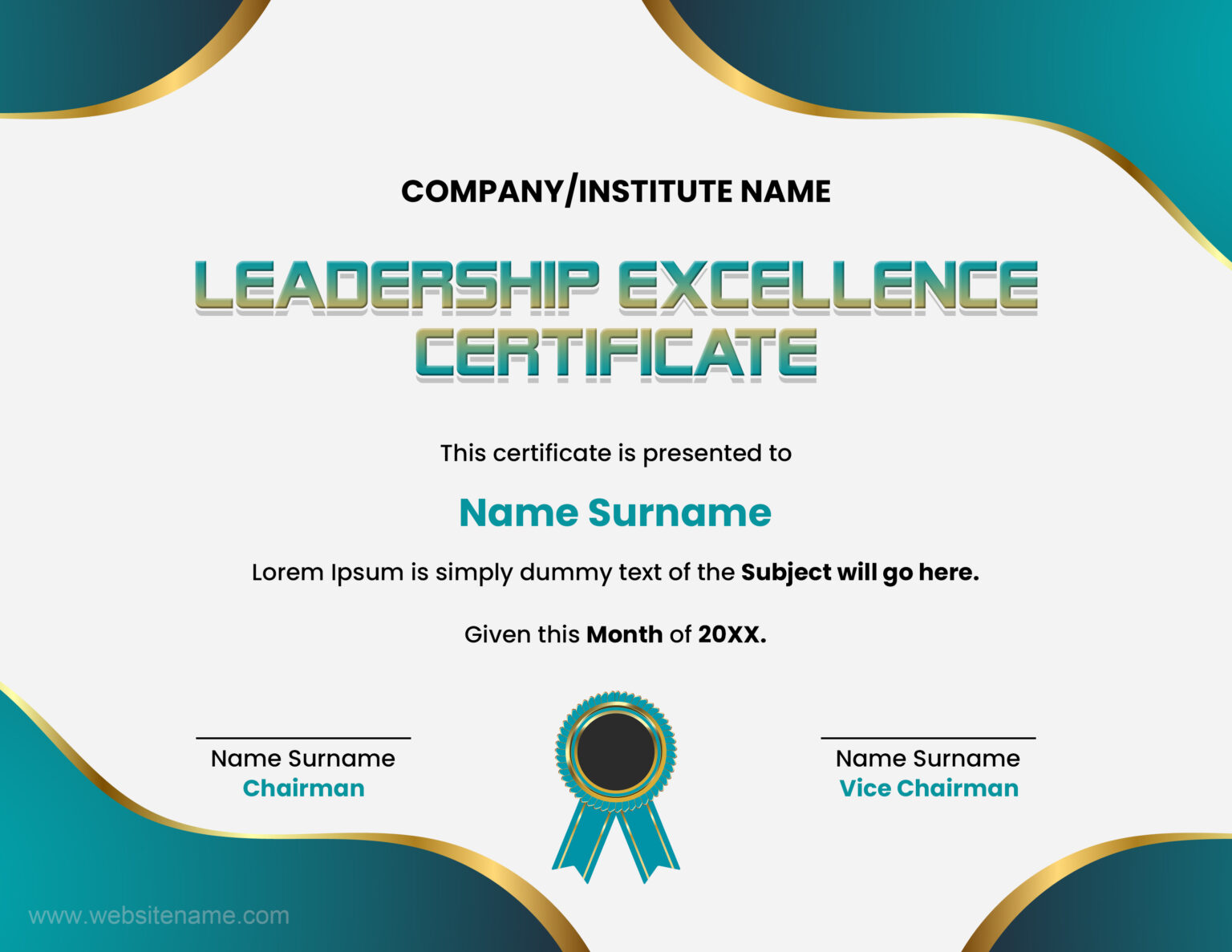 Leadership Excellence Award Certificate Templates for Word