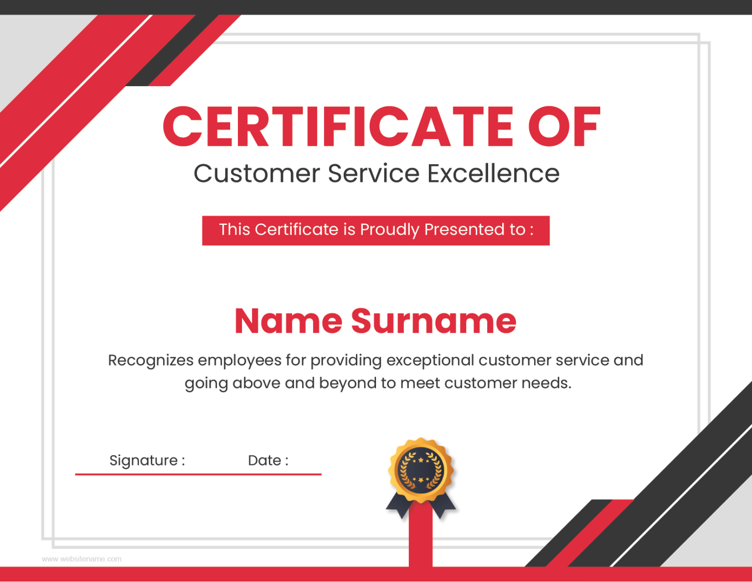 Customer Service Excellence Certificate Templates | Download