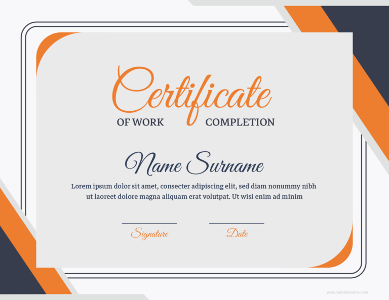 20+ Work Completion Certificate Templates for Word | Edit