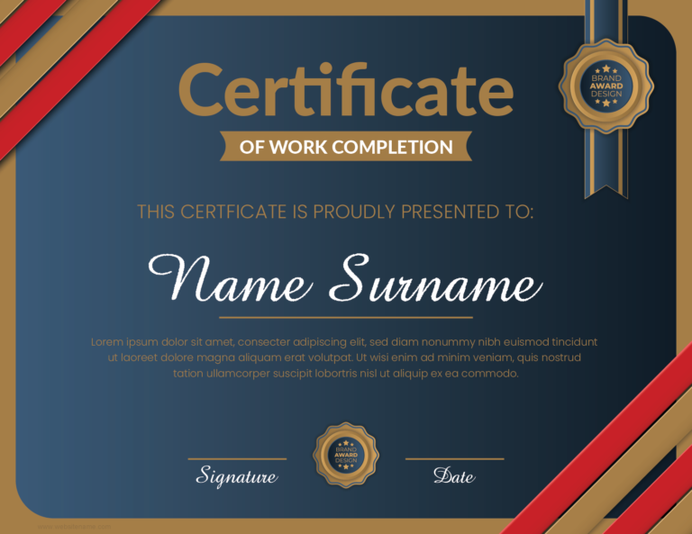 20+ Work Completion Certificate Templates for Word | Edit