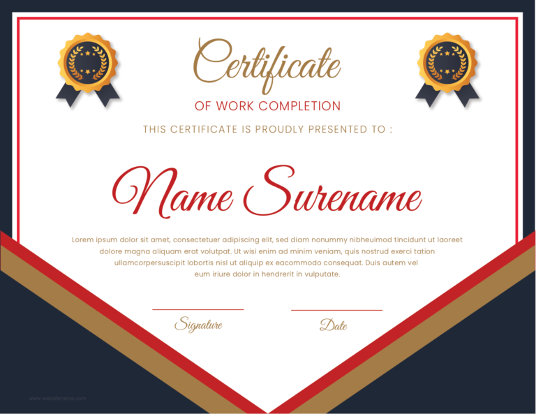 20+ Work Completion Certificate Templates for Word | Edit